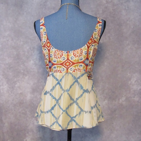 Banana Republic | Tops | Banana Republic Silk Orange Blue Print Top 4 ...